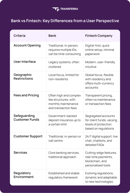 Bank or Fintech: Key Differences from a User Perspective | Transferra
